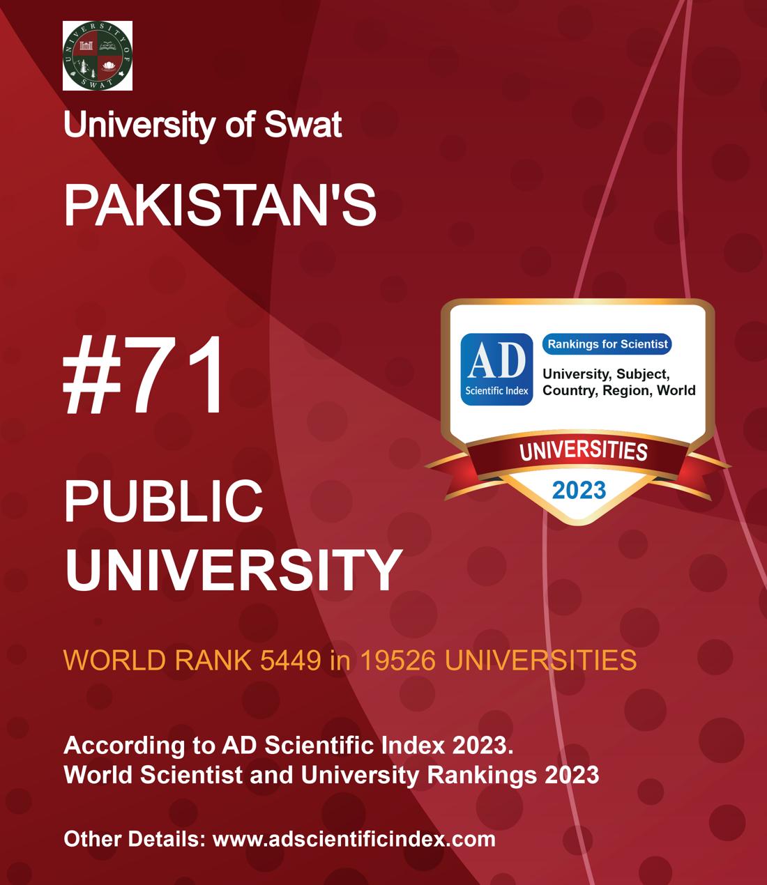 World Scientists and University Ranking 2023 by “AD Scientific Index ...